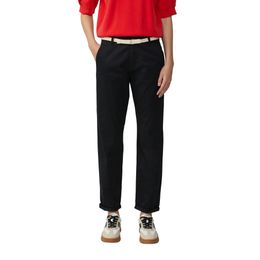 Chinohose s.Oliver, Damen, Gr. 40, N-Gr, schwarz, Web, Obermaterial: 98% Baumwolle, 2% Elasthan, unifarben, lang, Hosen Chinohose, mit G&uuml;rtel