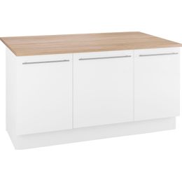 K&uuml;cheninsel Optifit "Bern", wei&szlig; (k&uuml;che: wei&szlig;, korpus: wei&szlig;, arbeitsplatte: eichefarben hell), B:160cm, Komplettk&uuml;chen-Sets, mit durchgehender Arbeitsplatte als Theke, Breite 160 cm