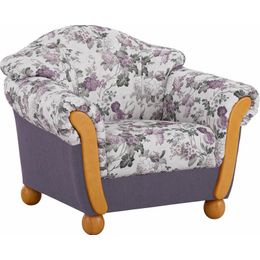 Sessel Home Affaire "Milano, bequemer Loungesessel, Landhaus-Stil, Holz-Chatosen und -F&uuml;&szlig;e", lila (flieder, flieder gebl&uuml;mt), B:102cm H:83cm T:81cm, Chenille (70% Polyacryl, 30% Polyester) auf Korpus und Zierkissen, Sitz und R&uuml;cken im Blumenmuster &raquo;Paradise&laquo; (100% Polyester);Chenille (70% Polyacryl, 30% Polyester), Sessel, Sessel