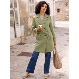 Kurzmantel Inspirationen, Damen, Gr. 42, gr&uuml;n (schilf, meliert), 90% Polyester, 10% Wolle, unifarben, unifarben mit Farbeinsatz, unifarben mit Farbeins&auml;tzen, M&auml;ntel Kurzmantel