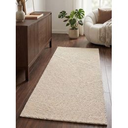 Wollteppich Hanse Home "Calmio, auch als L&auml;ufer und in rund", beige (natur wei&szlig;), B:80cm H:18mm L:200cm, Wolle, Teppiche, Handgetuftet, Wolle, Natur, Wohnzimmer, Schlafzimmer, Skandi, Hygge