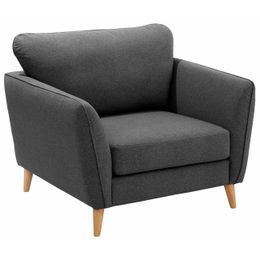 Sessel Home Affaire "MARSEILLE", grau (anthrazit), B:103cm H:88cm T:90cm, Webstoff (100% Polyester);Struktur fein (58% Polyester, 22% Polypropylen);Filzoptik (100% Polyester), Sessel, Sessel, Massivholzbeine Eiche, Landhausstil, Wellenunterfederung