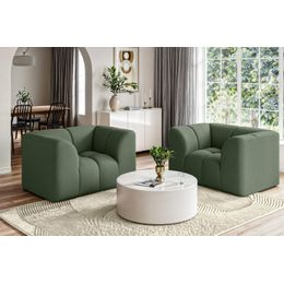 Sessel OTTO HOME "TUURE Verl&auml;ssliche Qualit&auml;t, moderne Steppung, Breite 134cm", gr&uuml;n, B:134cm H:81cm T:94cm, 100% Polyester, Sessel, Sessel, Bubble Optik, hoher Sitzkomfort, Wellenunterfederung
