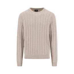 Strickpullover Fynch-Hatton, Herren, Gr. 3XL, new sanftes wei&szlig;, Strick, Obermaterial: 65% Baumwolle, 35% Wolle, unifarben, normal h&uuml;ftbedeckend, Rundhals, Strickb&uuml;ndchen, Pullover Strickpullover, mit Zopfmuster und Wolle