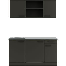 Pantryk&uuml;che Optifit "Palma", grau (k&uuml;che: grau, front: anthrazit, korpus: anthrazit, arbeitsplatte: anthrazit), B:150cm T:60cm, Komplettk&uuml;chen-Sets, Breite 150 cm, wahlweise mit Unterbauk&uuml;hlschrank oder Kochfeld