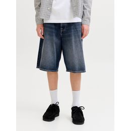 Jack & Jones Shorts JACK & JONES JUNIOR "JJIRON JJORIGINAL SHORTS SQ 138 SN JNR", M&auml;dchen, Gr. 140, N-Gr, blau denim, Web, Obermaterial: 100% Baumwolle, unifarben, relaxed fit knielang, Hosen Shorts