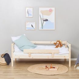 Einzelbett Hoppekids "ECO Comfort Kinderbett, Kiefer Massivholz, Jugendbett inkl. Rollrost", beige (natur), B:76cm H:65cm L:166cm, Kiefer massiv, Betten, 70x160 cm, wahlweise in verschieden Farben/ Matratze/ Absturzsicherung