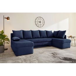 Jockenh&ouml;fer Wohnlandschaft JOCKENH&Ouml;FER GRUPPE "U-Form, B: 260 cm", dunkelblau 485, 22, B:260cm T:85cm, Korpus: 100% Polyester;Kissen: 100% Polyester, Sofas, Wohnlandschaft, mit Bettfunktion & Bettkasten