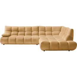 Ecksofa Home Affaire "Graceland, mit klappbarer Armlehne, Breite 324 cm", beige (old, gold), B:324cm H:85cm T:211cm, 100% Polyester, Sofas, Ecksofa, mit eleganter Steppung, Rundumbezug & weicher Polsterung
