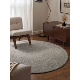 Teppich Hanse Home "Wolly 2" Gr. 10, grau, H:12mm &Oslash;:200cm, Kunstfaser, Teppiche, Teppich, Flachgewebe, Skandi, Woll-Optik, Esszimmer, Wohnzimmer, Flur