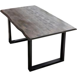 Esstisch Sit "160x85 cm Mango Holz Stahlgestell Industrial s&auml;gerau", grau (grau, schwarz), B:160cm H:78cm T:85cm, Tische, Esstisch, Esstisch Mango Massivholz s&auml;gerau mit Stahlgestell Industrial