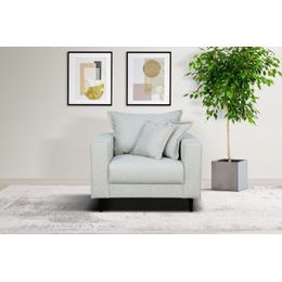 Sessel Home Affaire "VEYRAS Loungesessel, Ma&szlig;e B/T/H: 95/84/76 cm", grau (silbergrau), B:95cm H:76cm T:84cm, 100% Polyester, Sessel, Sessel, mit Wellenunterfederung, incl. Kissen