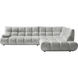 Ecksofa Home Affaire "Graceland, mit klappbarer Armlehne, Breite 324 cm", grau (light, grau), B:324cm H:85cm T:211cm, 100% Polyester, Sofas, Ecksofa, mit eleganter Steppung, Rundumbezug & weicher Polsterung