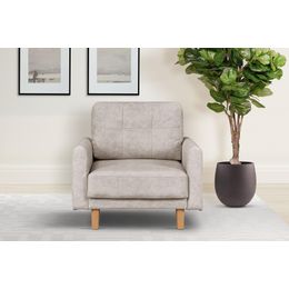 Sessel Home Affaire "TRIPLO Relaxsessel mit Wellenunterfederung, Ma&szlig;e B/T/H: 95/100/89 cm", beige (creme), B:95cm H:89cm T:100cm, 100% Polyester, Sessel, Sessel, Polstersessel mit Steppung im R&uuml;ckenkissen, hohe Qualit&auml;t