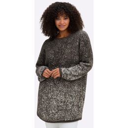Jacquardpullover sheego "Pullover", Damen, Gr. 44/46, graphit, ecru, gemustert, 70% Polyamid, 30% Baumwolle, bedruckt, gemustert, mehrfarbig, Pullover