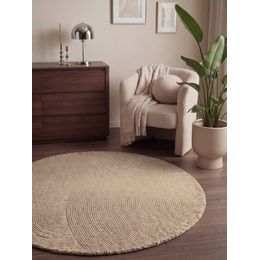 Wollteppich Hanse Home "Calmio, auch als L&auml;ufer und in rund", beige (hellbeige), H:18mm &Oslash;:150cm, Wolle, Teppiche, Handgetuftet, Wolle, Natur, Wohnzimmer, Schlafzimmer, Skandi, Hygge