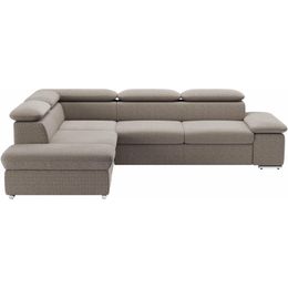 Sit & More Ecksofa SIT & MORE "Valantine L-Form, B: 272 cm", grau (stone), B:272cm H:73cm T:226cm, 100% Polyester, Sofas, Ecksofa, mit Arm- & Kopfteilverstellung, optional mit Bettfunktion