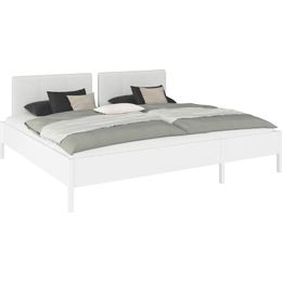 Bett Rauch "Familienbett XXL Familiengr&ouml;&szlig;e Ehebett Doppelbett umbaubar", wei&szlig; (alpinwei&szlig;), Liegefl&auml;che L&auml;nge B: 200cm x 240cm, Polsterkopfteil in Webstoff &raquo;silver grey&laquo;, H&ouml;he Bettseite: 44cm, ohne Matratze, Nutzschicht: 100% Polyester, Betten, Bett, 240x200 cm und 270x200 cm - mit oder ohne Kopfteil MADE IN GERMANY