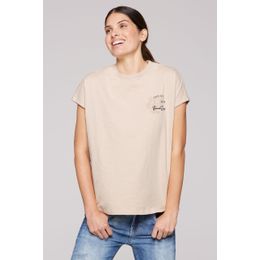 Sweater SOCCX, Damen, Gr. XS/S, beige (milky beige), Sweatware, Material: 100% Baumwolle, bestickt, relaxed fit normal, Rundhals, eingesetzt gerader Abschluss, Sweatshirts Sweater, mit &uuml;berschnittenen Schultern
