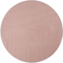 Teppich Paco Home "Porto 890", rosa (ros&eacute;), H:13mm &Oslash;:120cm, Polypropylen, Teppiche, Teppich, Kurzflor, Uni-Farben, ideal im Wohnzimmer & Schlafzimmer