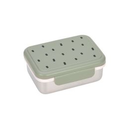 L&auml;ssig Lunchbox L&Auml;SSIG "Edelstahl Lunchbox 17,3 x 13,3 x 6,9 cm", gr&uuml;n (happy prints oliv), L:17,3cm, Edelstahl, Lebensmittelaufbewahrungsbeh&auml;lter, Lunchbox