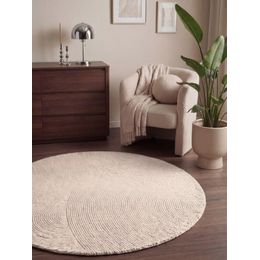 Wollteppich Hanse Home "Calmio, auch als L&auml;ufer und in rund", beige (natur wei&szlig;), H:18mm &Oslash;:120cm, Wolle, Teppiche, Handgetuftet, Wolle, Natur, Wohnzimmer, Schlafzimmer, Skandi, Hygge