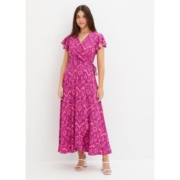 bonprix Wickelkleid, lila, Gr.44, sommerliches Wickelkleid mit modischem Print