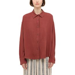 Langarmbluse Mustang "Damen Style Salinas", Damen, Gr. 40, rot 3228, 70% Viskose, 30% Leinen, unifarben, relaxed fit, Blusen