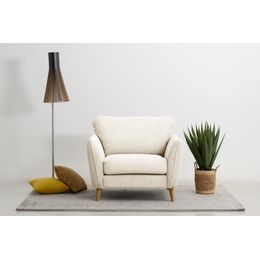 Sessel Home Affaire "MARSEILLE", beige (natural), B:103cm H:88cm T:90cm, 100% Polyester, Sessel, Sessel, Massivholzbeine Eiche, Landhausstil, Wellenunterfederung