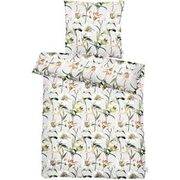 Bettw&auml;sche Apelt "Lilia", grau, B/L: 135cm x 200cm, 1 Stk., 1 Stk., Satin (Bio-Baumwolle), B/L: 80cm x 80cm, 2 Stk., Satin (Bio-Baumwolle), Obermaterial: 100% Baumwolle, Bettw&auml;sche, Bettw&auml;sche, K&ouml;nigs-Lilienbl&uuml;ten
