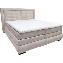 Boxspringbett OTTO HOME "MIVVA inkl. Bettkasten und Topper, Komfortliegeh&ouml;he: 67 cm", beige, B:204cm L:215cm, Holz teilmassiv, Holzwerkstoff, Spanplatte, Komplettbetten, Boxspringbett, in H3, H4 oder Hmix H3/H4, wahlweise mit oder ohne LED-Leuchten