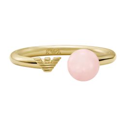 Fingerring Emporio Armani "Schmuck Geschenk Metall Ring" Gr. 17, bunt (gelbgoldfarben, rosa), Fingerringe, Damen, 17, Metall, 2mm, Fingerring, mit Quarz