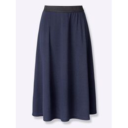 Jerseyrock Classic Basics, Damen, Gr. 23, blau (marine, jeansblau), 97% Polyester, 3% Elasthan, unifarben, wadenlang, R&ouml;cke