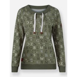 sheego Gro&szlig;e Gr&ouml;&szlig;en Sweatshirt mit angerauter Innenseite, khaki-ecru-bedruckt, Gr&ouml;&szlig;e 46 - Damen
