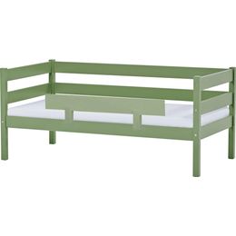 Einzelbett Hoppekids "ECO Comfort Kinderbett, Kiefer Massivholz, Jugendbett inkl. Rollrost", gr&uuml;n (blassgr&uuml;n), B:76cm H:65cm L:166cm, Kiefer massiv, Betten, 70x160 cm, wahlweise in verschieden Farben/ Matratze/ Absturzsicherung