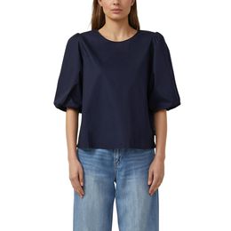 Schlupfbluse s.Oliver, Damen, Gr. 36, blau, Web, Obermaterial: 100% Baumwolle, unifarben, l&auml;ssig geschnitten h&uuml;ftbedeckend, Rundhals, abgesteppte Kante, Blusen Schlupfbluse, mit weitem Hallbarm und Knopfvershcluss