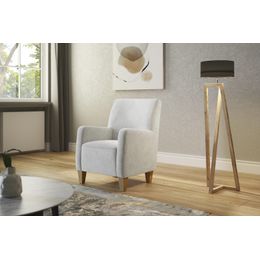 Sessel Home Affaire "Viva", beige, B:74cm H:93cm T:81cm, 100% Polyester, Sessel, Sessel, mit Federkern, mit Eichenf&uuml;&szlig;en