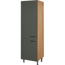 Hochschrank Nobilia "Easytouch", Ausrichtung w&auml;hlbar, mit zwei T&uuml;ren, vormontiert", gr&uuml;n (front: lacklaminat mineralgr&uuml;n ultramatt, korpus: eiche sierra nachbildung), B:60cm H:216,6cm T:58,3cm, Schr&auml;nke, Hochschrank, Breite/H&ouml;he: 60/216,6 cm