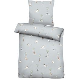 Bettw&auml;sche Apelt "Cats", grau, B/L: 155cm x 220cm, 1 Stk., 1 Stk., Satin (Bio-Baumwolle), B/L: 80cm x 80cm, 2 Stk., Satin (Bio-Baumwolle), Obermaterial: 100% Baumwolle, Bettw&auml;sche, Bettw&auml;sche, Katzenmotive