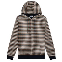 Aquascutum Active Club Check Kapuzenpullover Mit Durchgehendem Rei&szlig;verschluss, Marineblau