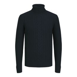 Jack & Jones Herrenpulli der Marke Jack & Jones. Der Pullover ist aus hochwertiger Baumwolle und Polyester gefertigt. Die feine Mischung dieser Materialien sorgt f&uuml;r einen herrlich warmen Tragekomfort. Marke: Jack & JonesModellname: Craig Knit Roll NeckKategorie: HerrenpulloverMaterialien: Baumwolle, AcrylFarbe: blau