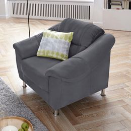 Sit & More Sessel SIT & MORE "Salsa", grau (dunkelgrau), B:107cm H:86cm T:90cm, Bedruckte Luxus-Microfaser (100% Polyester);Luxus-Microfaser (100% Polyester);Struktur (100% Polypropylen), Sessel, Sessel, mit Federkern