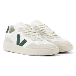 Veja V-90 Leder M&auml;nner Wei&szlig;/Gr&uuml;n Turnschuhe
