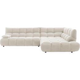 Ecksofa Home Affaire "Graceland, mit klappbarer Armlehne, Breite 324 cm", beige (wei&szlig;), B:324cm H:85cm T:211cm, 95% Polyester, 5% Nylon, Sofas, Ecksofa, mit eleganter Steppung, Rundumbezug & weicher Polsterung