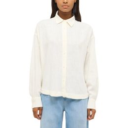 Langarmbluse Mustang "Damen Style Salinas", Damen, Gr. 40, wei&szlig; 2013, 70% Viskose, 30% Leinen, unifarben, relaxed fit, Blusen