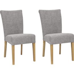 4-Fu&szlig;stuhl Home Affaire "Queen Polsterstuhl", grau (hellgrau, eichefarben), B:47cm H:93cm T:64cm, Webstoff mit feiner Struktur aus 100% Polyester;Kunstleder;Mehrfarbiger Strukturstoff aus 89% Polyester und 11% Polyamid;Luxus-Microfaser, St&uuml;hle, verschiedene Bez&uuml;ge, Gestell Massivholz