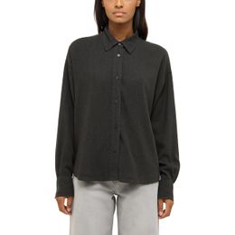 Langarmbluse Mustang "Damen Style Salinas", Damen, Gr. 40, schwarz 4088, 70% Viskose, 30% Leinen, unifarben, relaxed fit, Blusen