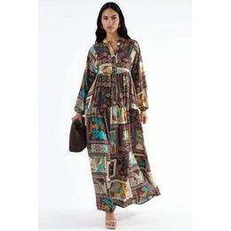 V-Ausschnitt gemustertes Maxikleid