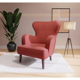 Sessel Home Affaire "SICILIA", rot (ziegelrot), B:88cm H:88cm T:64cm, 100% Polyester, Sessel, Sessel, moderner Ohrensessel