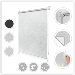 Seitenzugrollo LICHTBLICK ORIGINAL "Verdunkelungsrollo Thermo-Rollo Klemmfix ohne Bohren", grau (wei&szlig;, grau, wei&szlig;), B:60cm H:150cm, Polyester, Rollos, Seitenzugrollo, Verdunklungsrollo mit Klemmtr&auml;ger und Silberbeschichtung blickdicht
